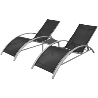 vidaXL Vidaxl - Chaises longues avec table Aluminium Noir