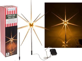 Out of the Blue Gartenstecker, Burst Star, mit 14 LED, IP44, ca. 51 x 95 cm, für 3 Mignon Batterien (AA), mit Timer
