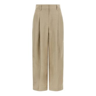 Brunello Cucinelli Leinenhose mit weitem Bein - - Trousers - Damen - Beige - XS