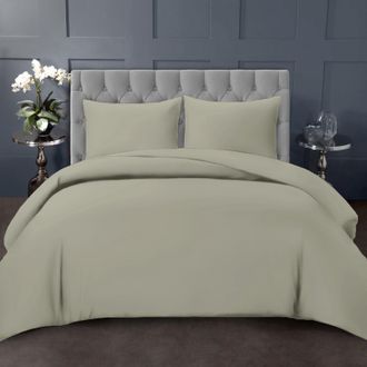 Pizuna Bettbezug 135x200 cm Baumwolle Silber, 1000 Fadenzahl aus 100% langstapeliger Baumwolle in Satinbindung Dickes Bettbezug Set mit verdecktem Knopfversc