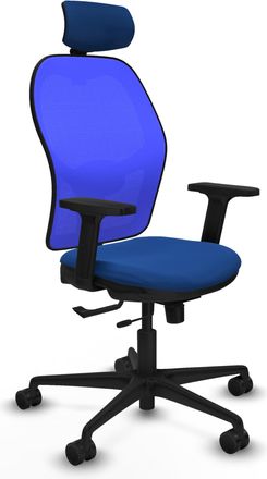 Piqueras y Crespo Ergonomischer verstellbarer Chorquera Stuhl mit 2D-Armen, h&ouml;henverstellbare Lendenwirbelst&uuml;tze und h&ouml;henverstellbares Kopfteil, Blau/Blau