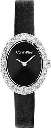 Calvin Klein Montre-bracelet en cuir avec cristaux ovales