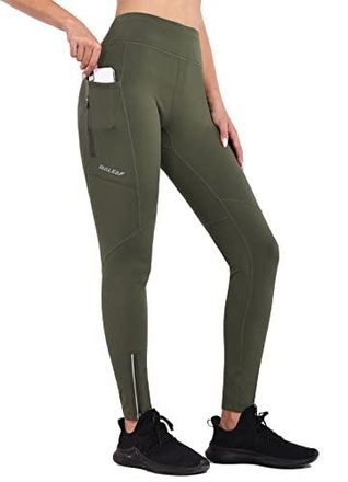 Baleaf Legging thermique dhiver pour femme - Pantalon de cyclisme long avec fermeture éclair - Doublure chaude - Pantalon de jogging - Pantalon de course the