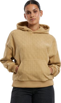 Urban Classics Ladies Jacquard Velvet Oversized Hoodie unionbeige, XL