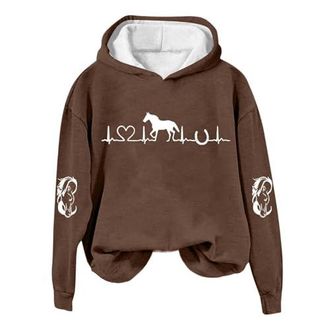 Generic 2026 Saint-Valentin Un sweat-shirt &agrave; capuche d&eacute;contract&eacute; sans poches et haut imprim&eacute; pour, caf&eacute;, XXL