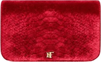 Elisabetta Franchi Sac bandouli&egrave;re en velours imprim&eacute; crocodile - Femme - Sacs - Rouge - Taille: ONE Size