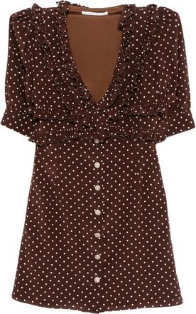 Alessandra Rich Femme, Robes, Brun, Taille: 34 FR Mini-robe &agrave; pois et &agrave; volants