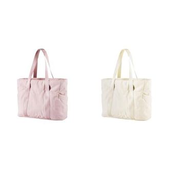 Generic Sac fourre-tout de couleur unie avec fermeture &eacute;clair - Sac &agrave; bandouli&egrave;re spacieux pour femme - Grande capacit&eacute;, Rose + blanc, m
