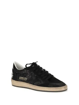 Golden Goose Womens Ball Star Glitter Sneakers Black