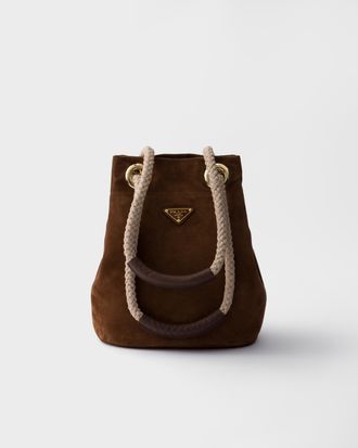 Prada Kleine Prada Mariner Bucket Bag aus Wildleder