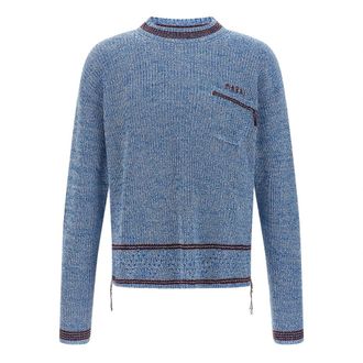 Marni Moulin&eacute; Baumwollpullover mit Stickerei - - Knitwear - Herren - Blau - L
