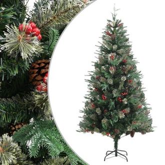vidaXL Sapin de No&euml;l avec Pommes de Pin Arbre de No&euml;l Artificiel D&eacute;coration de No&euml;l Ornement de No&euml;l Jardin Patio Arri&egrave;re-Cour Vert 225 cm PVC et PE