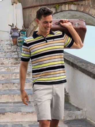 Hajo Poloshirt Pikeepolo in garngef&auml;rbtem Streifendessin allover - stay fresh-Qualit&auml;