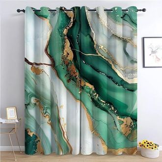 Generic Rideau &agrave; Oeillets Imprim&eacute; 140x160 cm, Texture Feuille dor Marbre Polyester Rideaux Opaques Occultants pour Fen&ecirc;tre, Salon, Chambre - Rideau D&eacute;coratif 