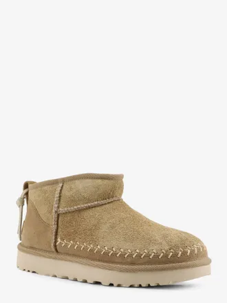 UGG Womens Suede Ankle Boots Classic Ultra Mini Beige