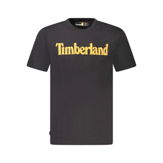 Timberland Homme, Tops, Noir, Taille: S T-shirt en Coton Noir avec Logo