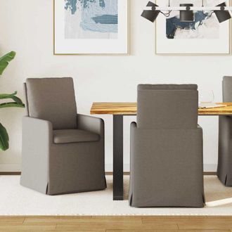 vidaXL vidaXL Chaises de salle &agrave; manger 2 pcs Gris clair 57 x 67 x 98 cm Lin