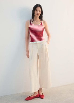 Mango Top d&eacute;tail pliss&eacute; rouge - Femme - XS - MANGO