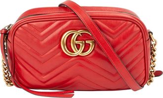 Gucci Crossbody Bags - Gucci Red Leather Marmont GG Crossbody Bag - Gr. unisize - in Rot - f&uuml;r Damen