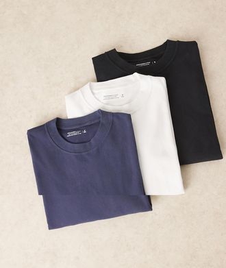 Abercrombie & Fitch Lot de 3 t-shirts &eacute;pais de qualit&eacute; sup&eacute;rieure &agrave; manches longues - Noir, bleu marine et blanc