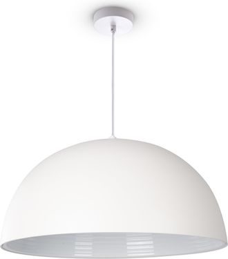 Paco Home Pendelleuchte Esszimmer Hängelampe Küchenlampe Esstischlampe Hängend Schirm 1,5m Textilkabel E27 Industriell, Farbe:Weiß (Ø40,5 cm), Leuchtenart/Farbe