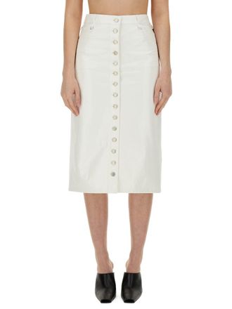 Courr&egrave;ges Button-Detailed Skirt - White