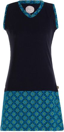 vishes &auml;rmelloses Damen-Kleid in T&uuml;rkis I Gr&ouml;&szlig;e 3XL (46) I Handgefertigt aus 100% Baumwolle I T-Shirt Kleid I Ideal f&uuml;r Fr&uuml;hjahr & Sommer I Nachhaltige Alter