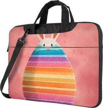 Generic Sac pour ordinateur portable de 15,6 pouces avec bandouli&egrave;re - Motif fleurs de lapin mignon - Housse de protection antichoc pour ordinateur portable -