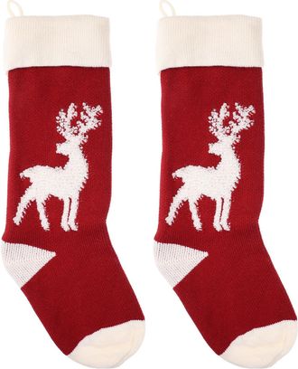 OSALADI 2st&uuml;cke Weihnachtsstrumpf Elch-Design Pack H&auml;ngende Weihnachtssocken-Ornamente Dekoration f&uuml;r Baum Wand T&uuml;r Weihnachtsfeier