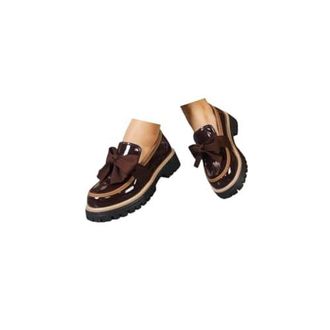 Generic Mocassins brevet&eacute;s pour femme avec noeud - Tendance et confortable - Bout rond - Chaussures plates &agrave; talons bas - Pour le travail, le travail, le quot