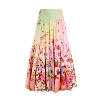 Roberto Cavalli Midi-Rock mit Miami-Blumenmuster - - Skirts - Damen - Mehrfarbig - S