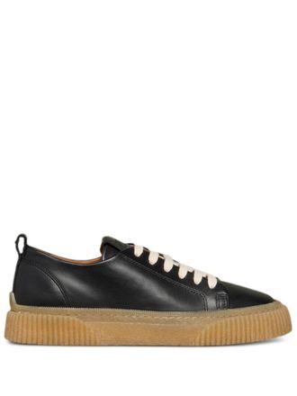 Ami baskets lac&eacute;es en cuir - Noir