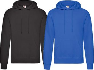 Fruit Of The Loom 2er Classic Hooded Sweat Set Herren Kapuzenpullover Sweatshirt M L XL 2XL 3XL 4XL 5XL Farbsets & HLKauf-Block (M, 1x Schwarz & 1x Royalblau & 1x HLKau