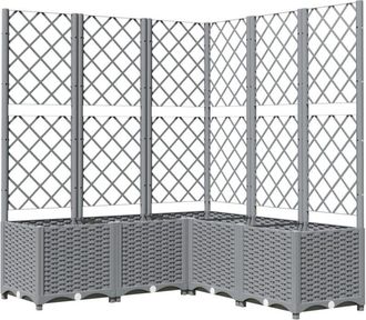 vidaXL Vidaxl - Jardini&egrave;re avec treillis gris clair 120x120x136cm - Polypropyl&egrave;ne r&eacute;sistant aux chocs - Support pour plantes grimpantes - Assemblage requis