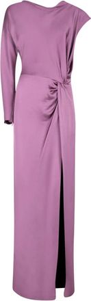 Federica Tosi Femme, Robes, Violet, Taille: 42 FR Robe longue en satin &agrave; une &eacute;paule