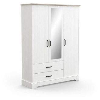 Calicosy Calicosy - Armoire 3 portes 2 tiroirs 148 cm décor chêne et blanc - kotty