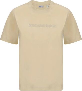 Burberry Femme, Tops, Beige, Taille: 40 FR T-shirt en Coton avec Logo Iconique