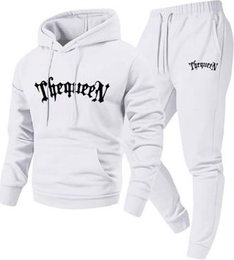 Generic Ensemble de surv&ecirc;tement pour homme avec imprim&eacute; lettres, manches longues, sweat &agrave; capuche, pantalon de surv&ecirc;tement ample, ensemble dentra&icirc;nement de jo