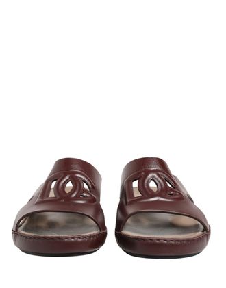 Dolce & Gabbana Womens Maroon Leather Cutout Dg Logo Sandals Shoes