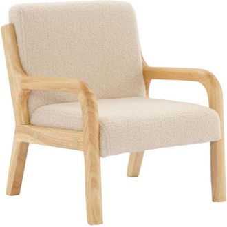 Sweeek Sweeek - Fauteuil scandinave enfant en bois et tissu bouclette beige
