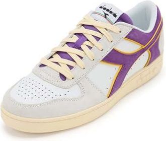 Diadora Mixte Magic Basket Low Suede Leather Chaussure de Gymnastique, White Deep Lavander Violet, 42.5 EU