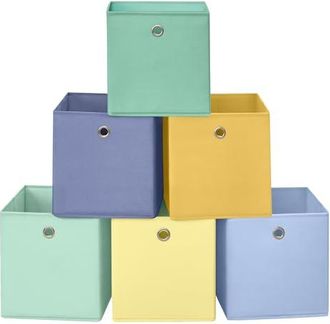 Songmics Bo&icirc;te de Rangement, Lot de 6, Inodore, Panier, Coffre Pliable, Bac, 30 x 30 x 30 cm, en Tissu, pour &Eacute;tag&egrave;re Cubique, Organisateur Color&eacute;, pour Chambre