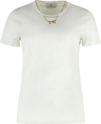 Elisabetta Franchi Femme, Tops, Vert, Taille: 42 FR T-shirt en jersey avec collier