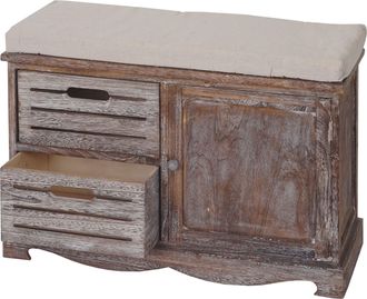 Mendler Sitzbank HWC-J22, Bank Kommode, Shabby-Look Vintage MVG-Zertifiziert 49x71x32cm braun