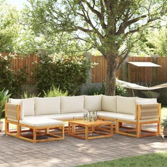 vidaXL 8-tlg. Gartensofa-Set mit Kissen Holz Akazie & Seil Vidaxl