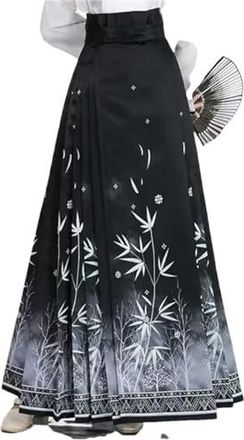 Generic Jupe visage de cheval Dynasty en bambou Mamian pour femme, costume traditionnel, Jupe noire, 48