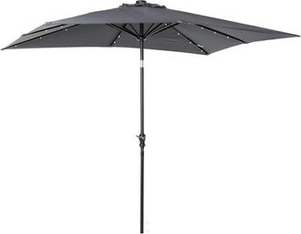 OUTSUNNY Parasol lumineux rectangulaire inclinable dim. 2,68L x 2,05l x 2,48H m parasol led solaire m&eacute;tal polyester haute densit&eacute; gris