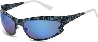 Generic Lunettes de soleil tendance pour homme et femme - Style vintage - OEil de chat - Lunettes de soleil dextérieur - Lunettes de cyclisme Uv400, blanc/ble