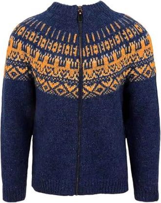 Generico Cardigan Homme en Laine dIslande avec Motif Islandais et Fermeture &Eacute;clair - Sweat-shirt &agrave; Manches Longues avec Fermeture &Eacute;clair - Veste Homme Hiver - 