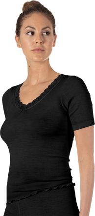Nina Von C. Damen T-Shirt Wool Silk 29 460 846 0 Gr. 42 in Schwarz